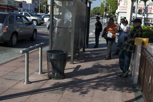 Lean On Me: Little Use Found For Lean Bars at Boyle Heights Bus Stops ...