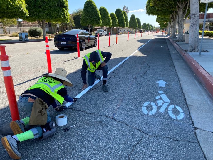 Glendora Installs Temporary Protected Bike Lane and Crosswalk ...
