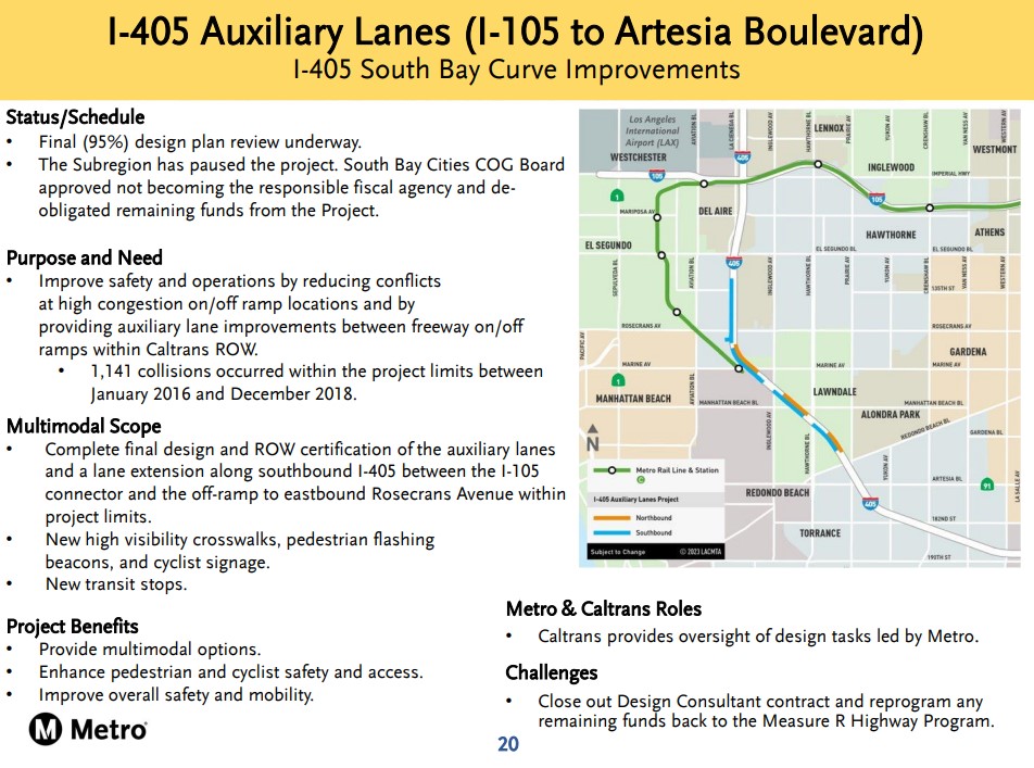 South Bay Pauses Planned Metro/Caltrans 405 Freeway Widening ...